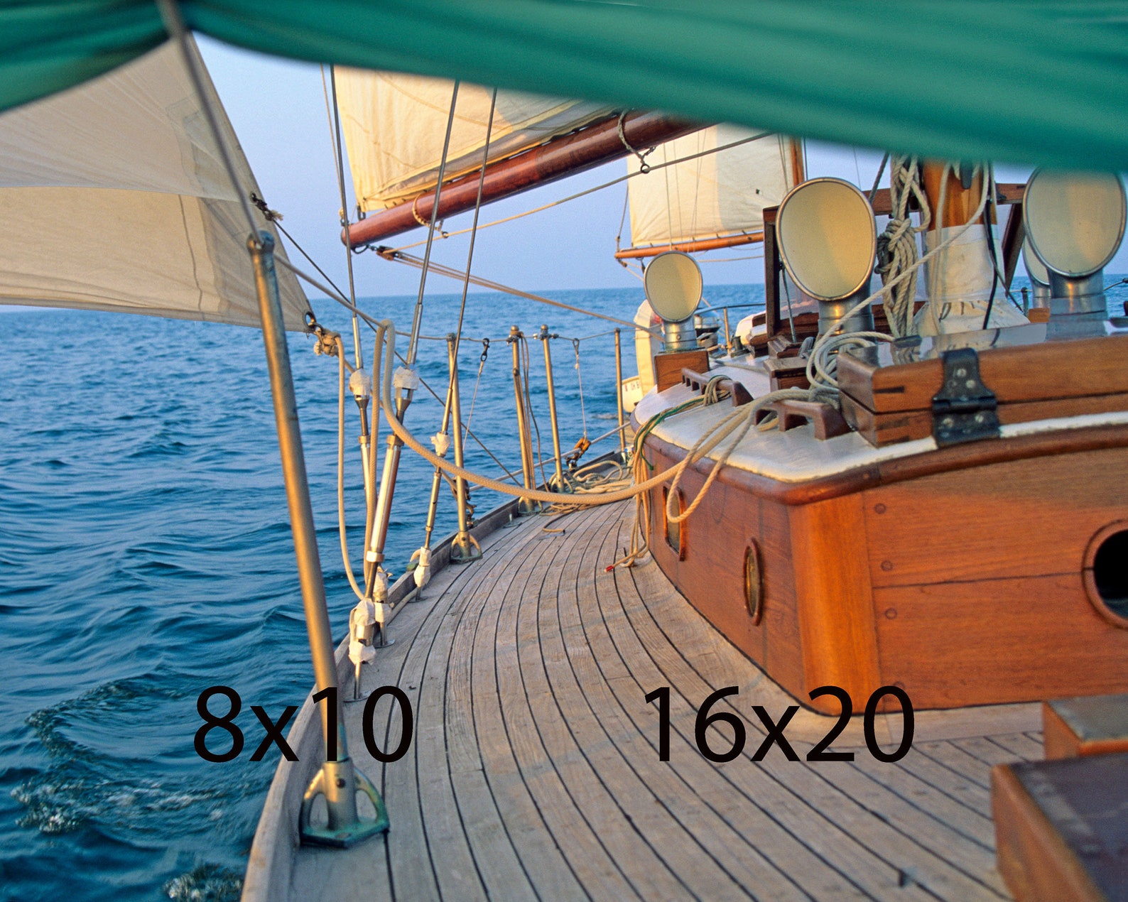 Classic Wooden Sailboat Under Sail on the Beam, a Lake Erie Sailing Art ...