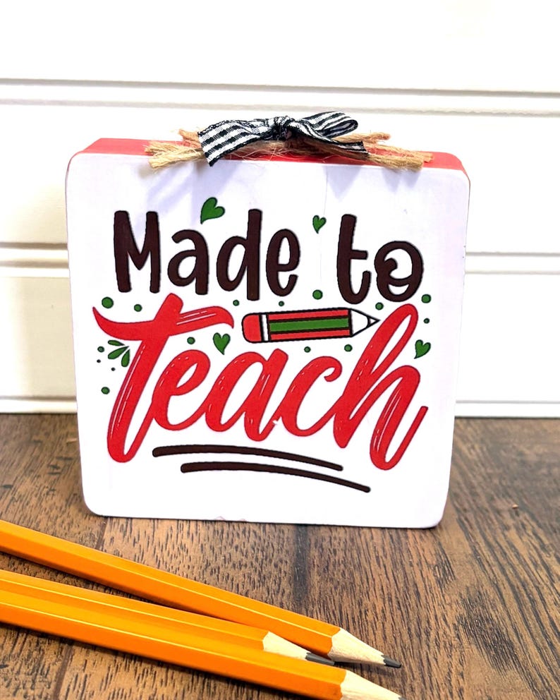 Teacher Gift: Wood Desk Blocks, Classroom Decor, Handmade, Decoupage on ...