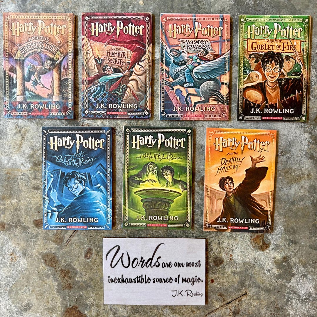 Harry Potter Fridge Magnets: Book Lover Gift, Decoupage Wood, 2x3" - Etsy