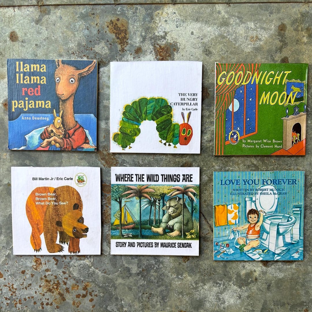 Classic Children's Book Title Fridge Magnets: Book Lover Gift ...