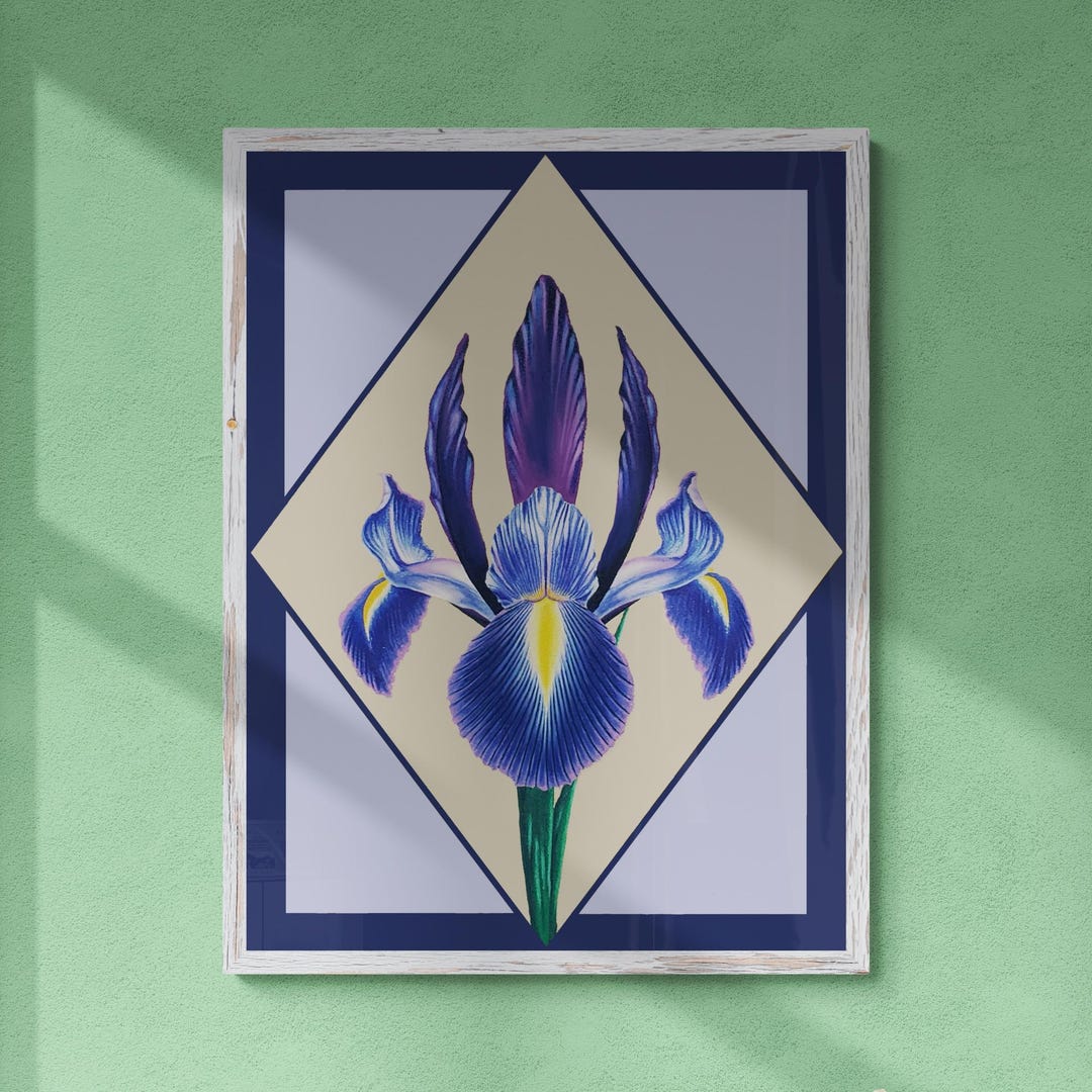 Purple Iris Art Deco Print: Botanical Illustration (digital Download ...