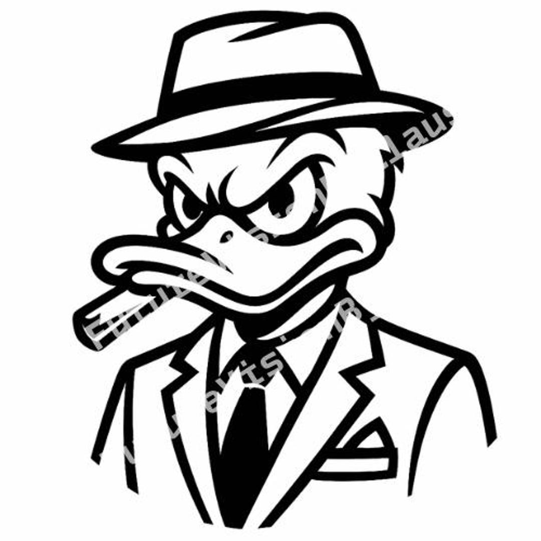 Mob Duck SVG | Retro Gangster Duck Vector | Fedora Mafia Mascot Graphic ...