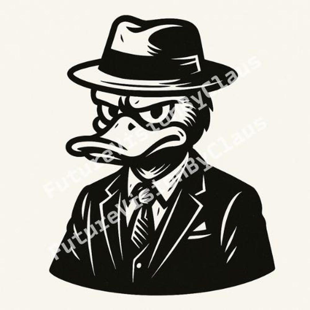 Mob Duck SVG | Retro Gangster Duck Vector | Fedora Mafia Mascot Graphic ...