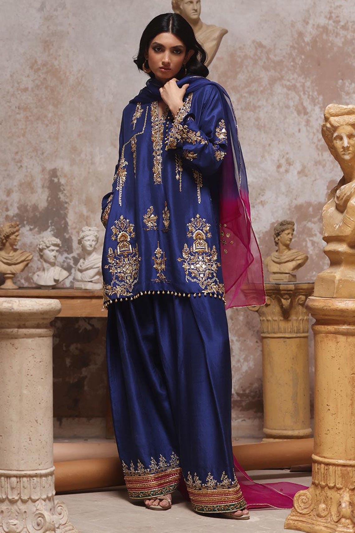 Latest Indian Pakistani Farshi Shalwar, Pure Handmade Shalwar Kameez ...