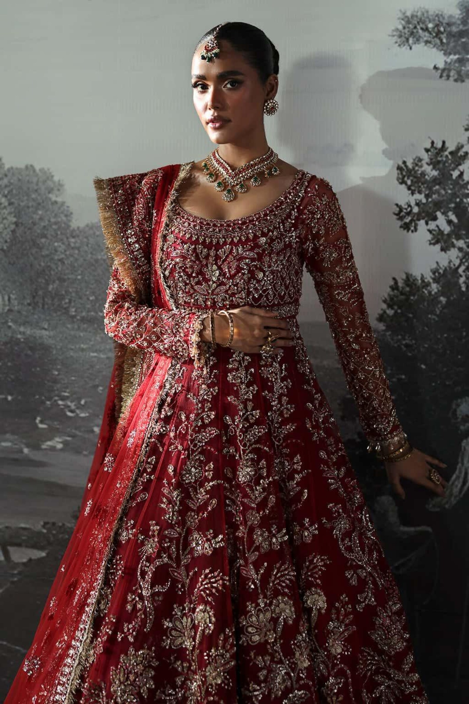 Embroidered Net Maxi Dress: Pakistani Indian Wedding Design - Etsy