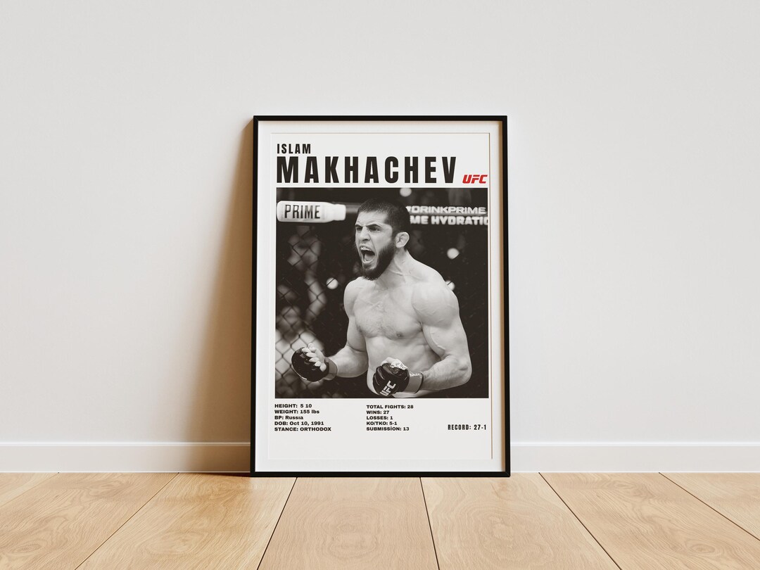 Islam Makhachev UFC Digital Download – Printable MMA Poster – Black and ...
