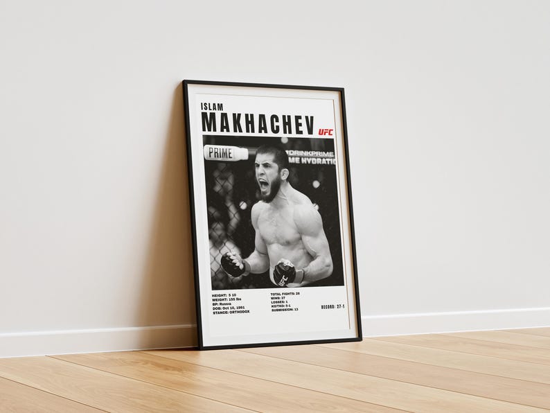 Islam Makhachev UFC Digital Download – Printable MMA Poster – Black and ...