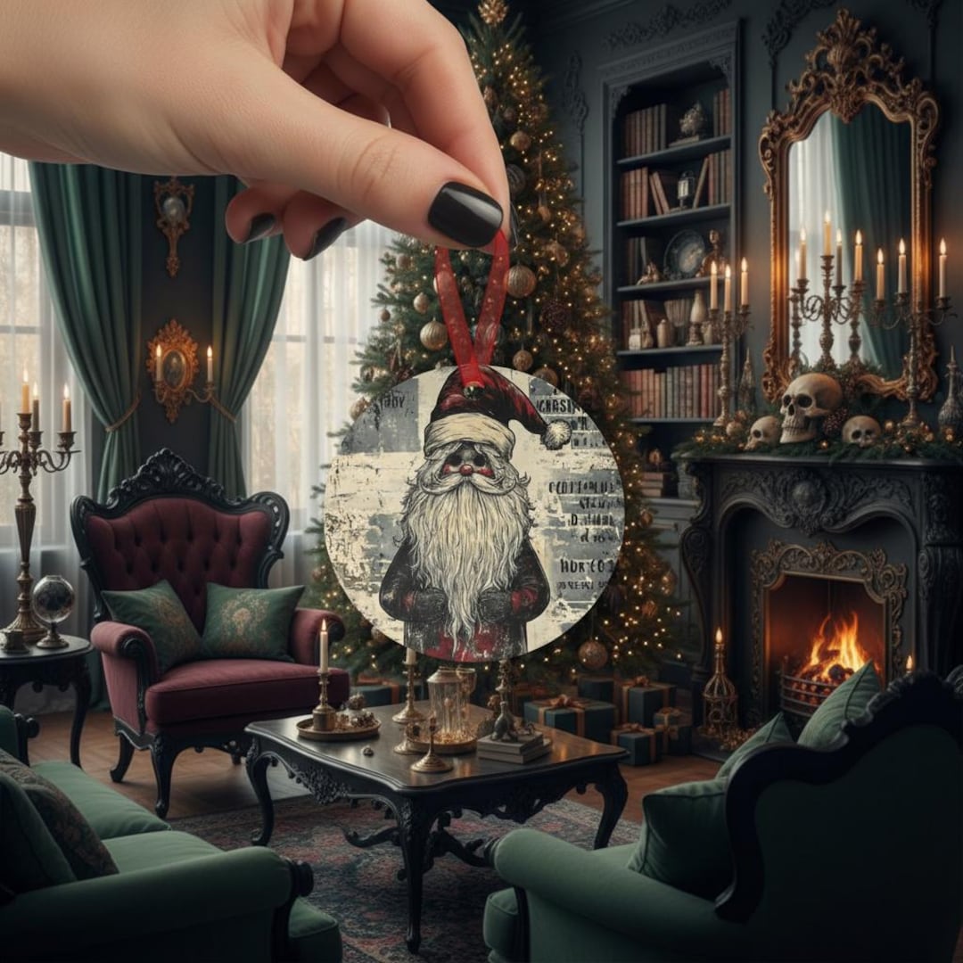 Merry Gothmas Santa Metal Ornament: Dark Gothic Xmas Decor - Etsy Canada