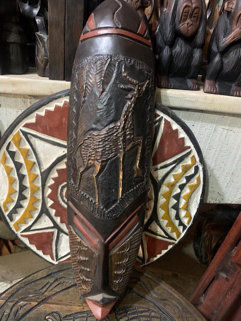 African Nsalaku Horn Mask, African Tribal Mask, African Art Wall Mask ...