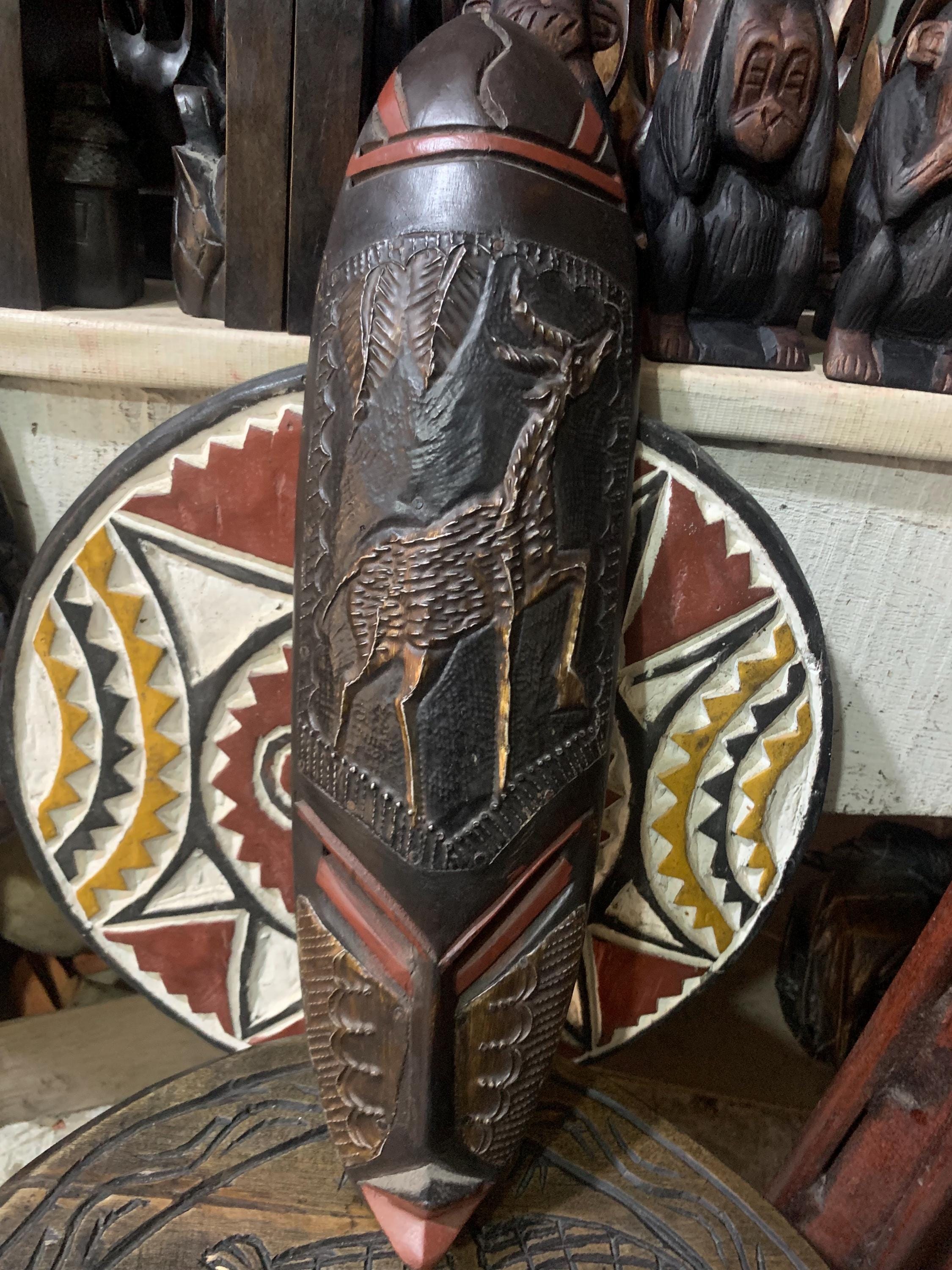 African Nsalaku Horn Mask, African Tribal Mask, African Art Wall Mask ...