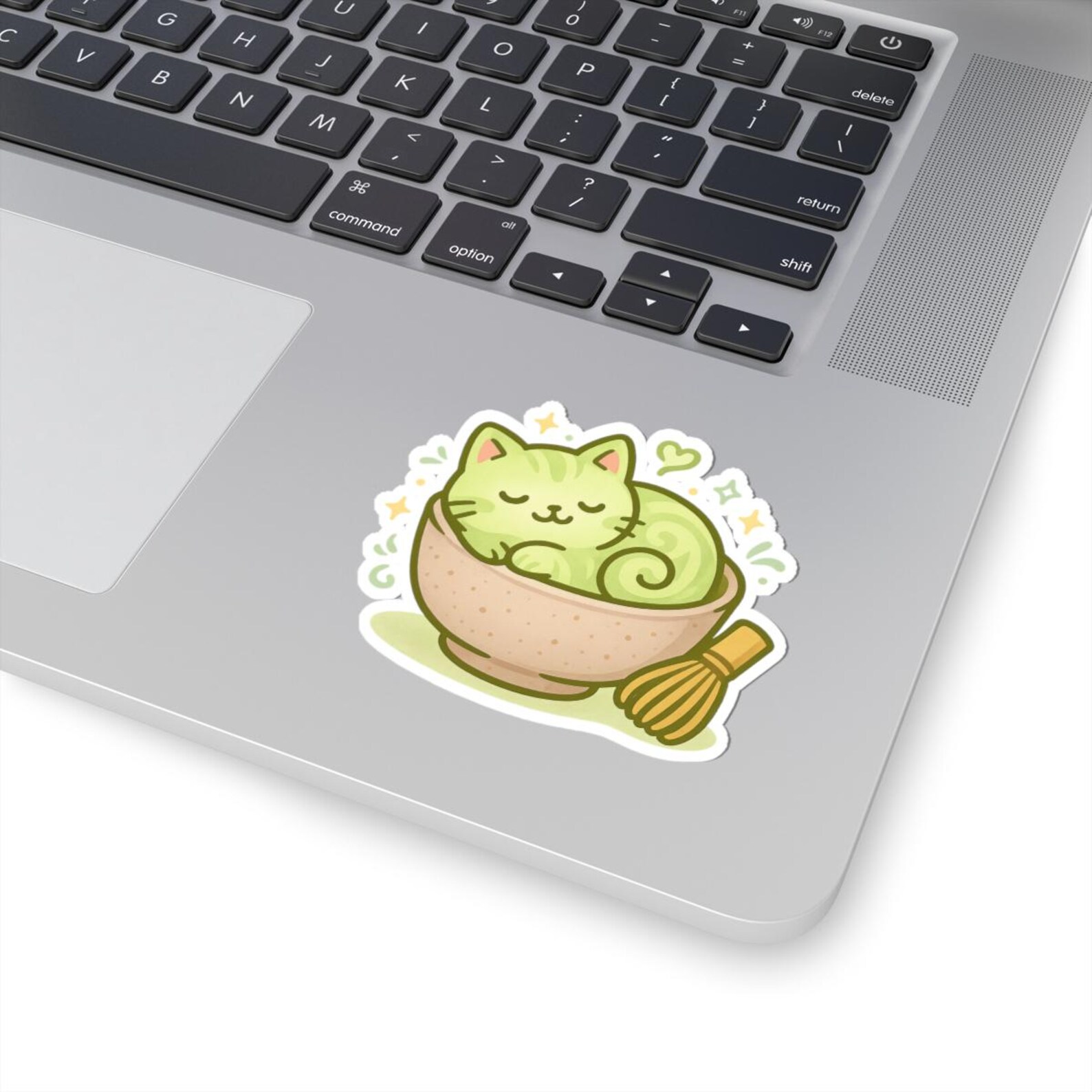Matcha Cat Sticker | Kawaii Tea Time Sticker | Cozy Green Cat in Bowl ...