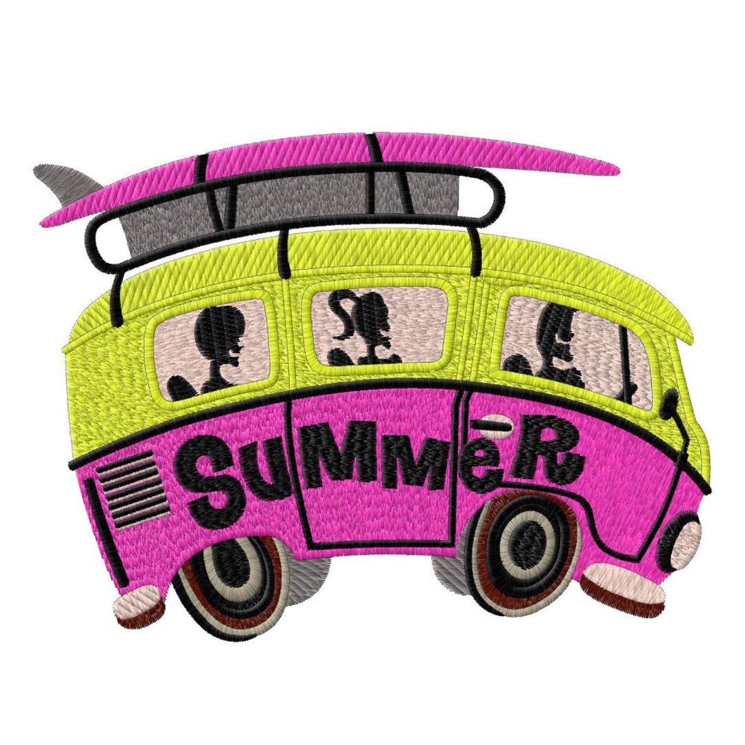 Summer Van Embroidery Design – Car Machine Embroidery File, 3 Sizes ...