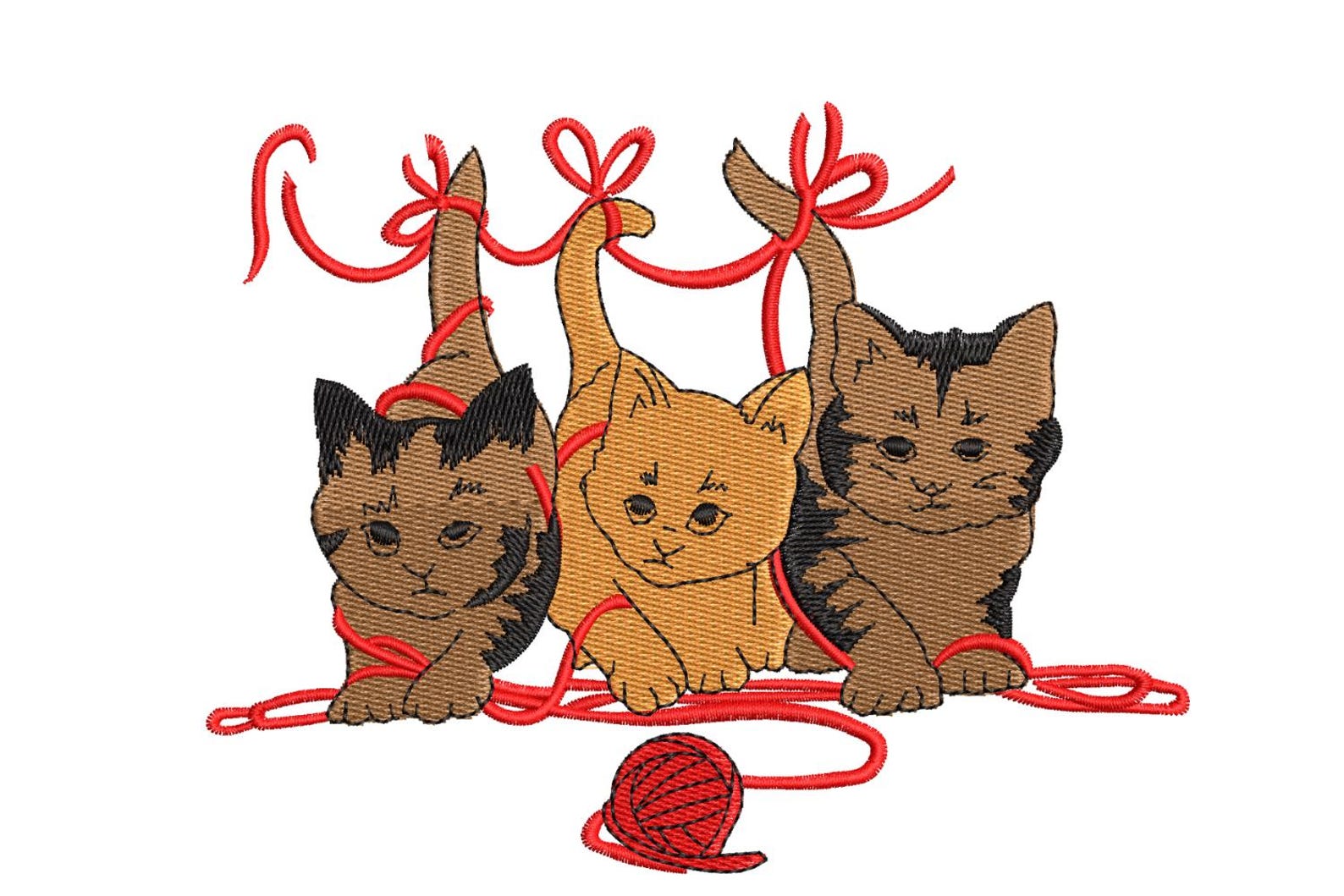 Three Cats Embroidery Design – Kitten Machine Embroidery File, Instant ...