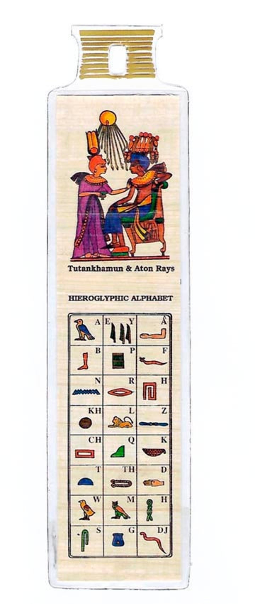 Hieroglyphic Alphabet Papyrus Bookmarks-tut and Aton Ray God of the Sun ...
