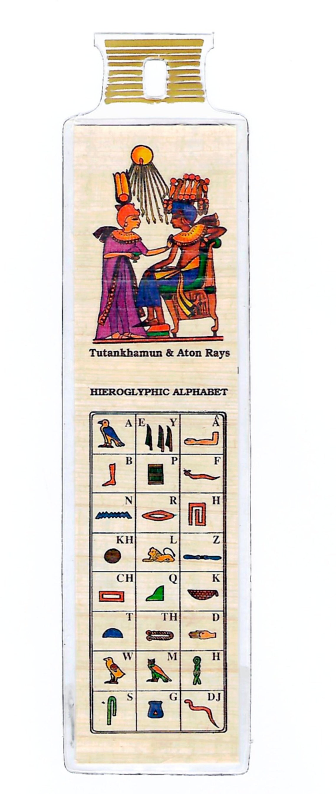 Hieroglyphic Alphabet Papyrus Bookmarks-tut and Aton Ray God of the Sun ...