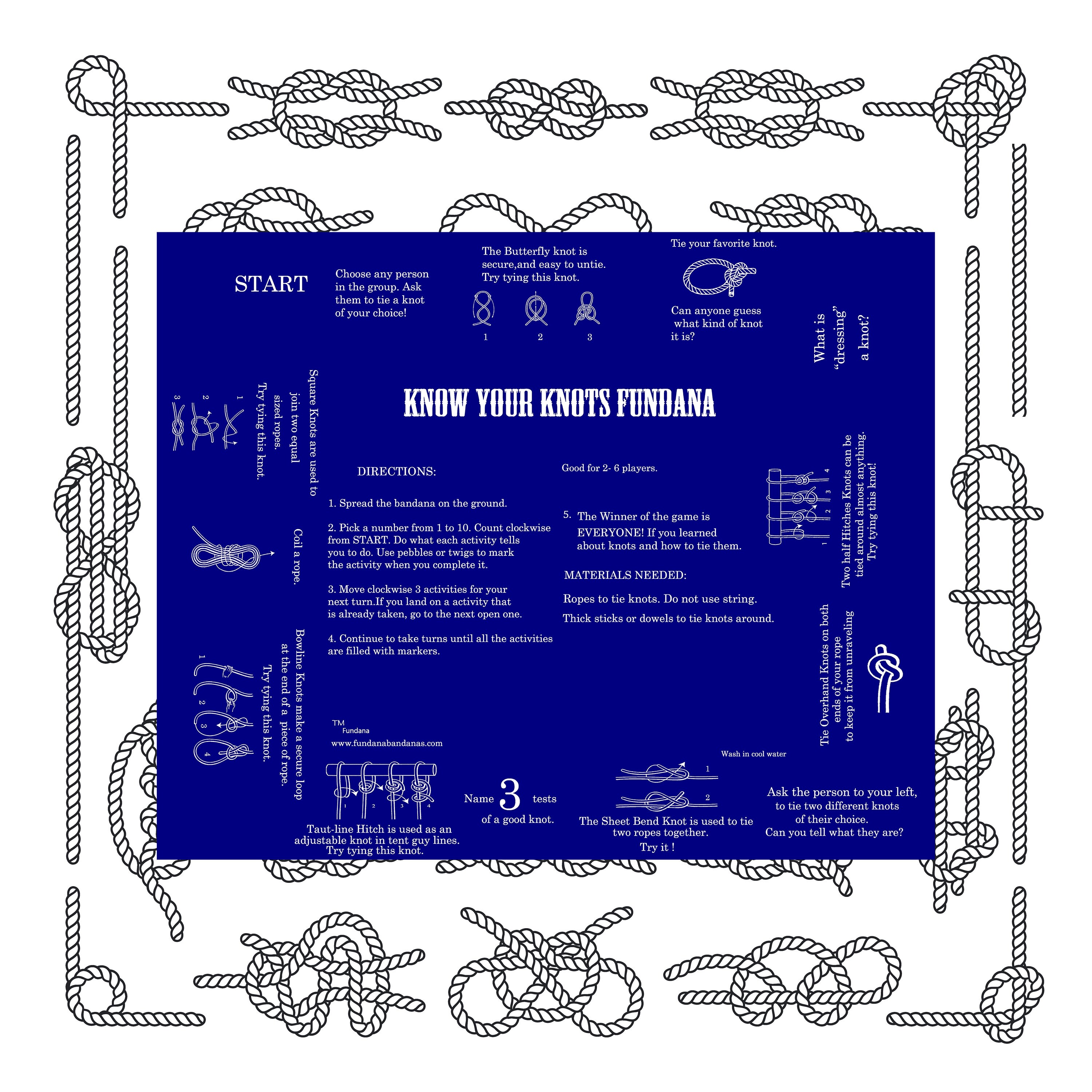 New! Knot Tying Game! Bigger Knots, Three Colors-Navy, Royal Blue ...