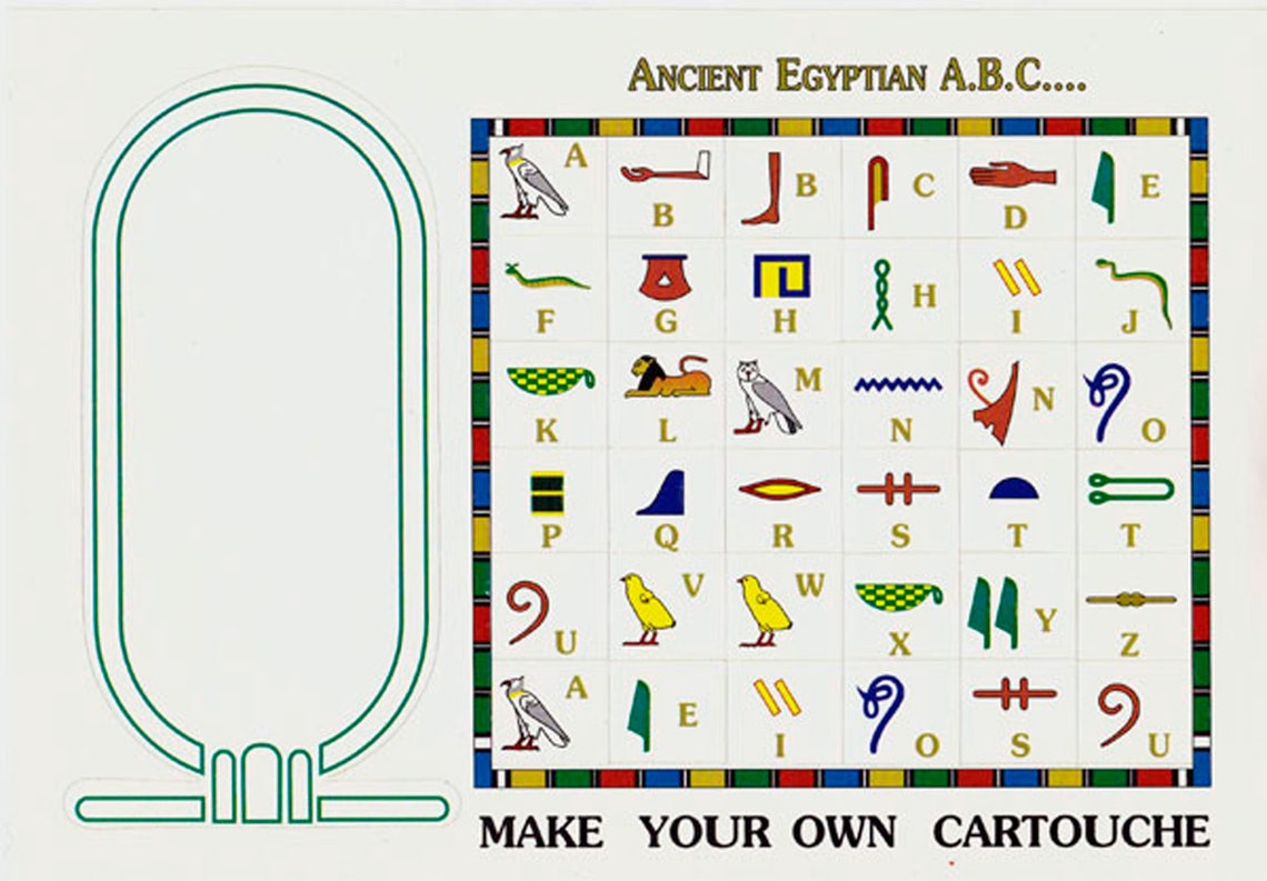 Make Your Own Egyptian Cartouche. Hieroglyphic Alphabet Sticker Set - Etsy