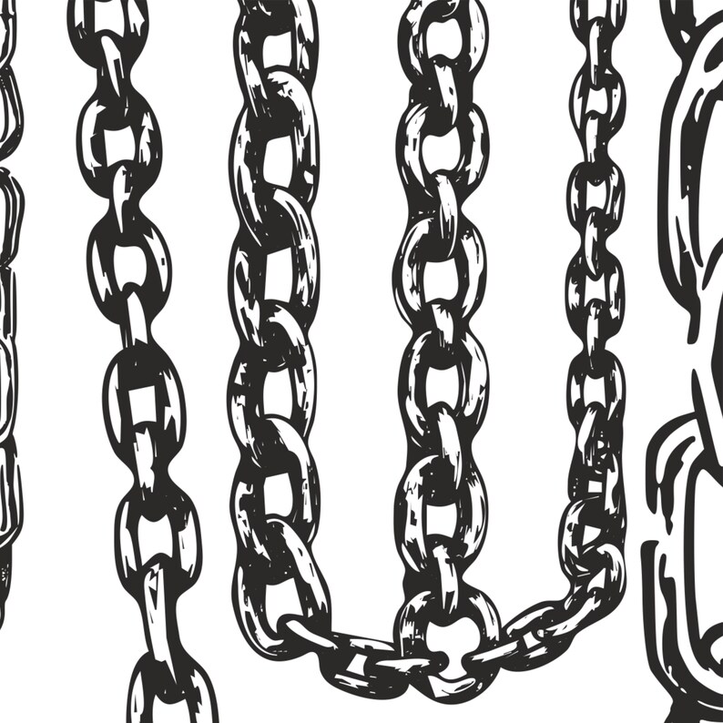 Heavy Links Vol. 1 – Sketched Metal Chains Clipart for Grunge Design ...
