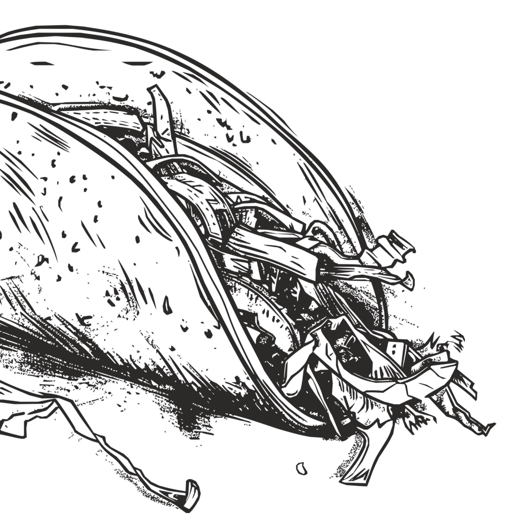 Gourmet Taco Line Drawing – Hand Drawn Mexican Food Illustration ...