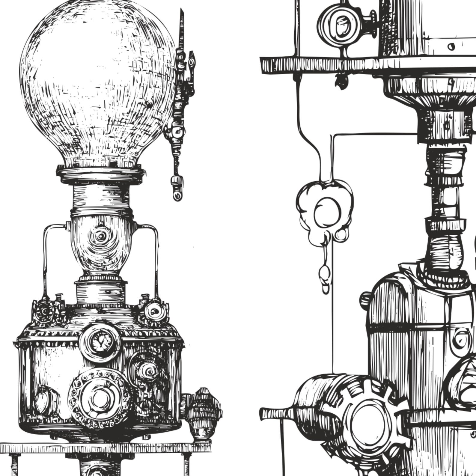 Designed to Do Vol. 3 – Surreal Steampunk Machine Clipart Set | Hand ...