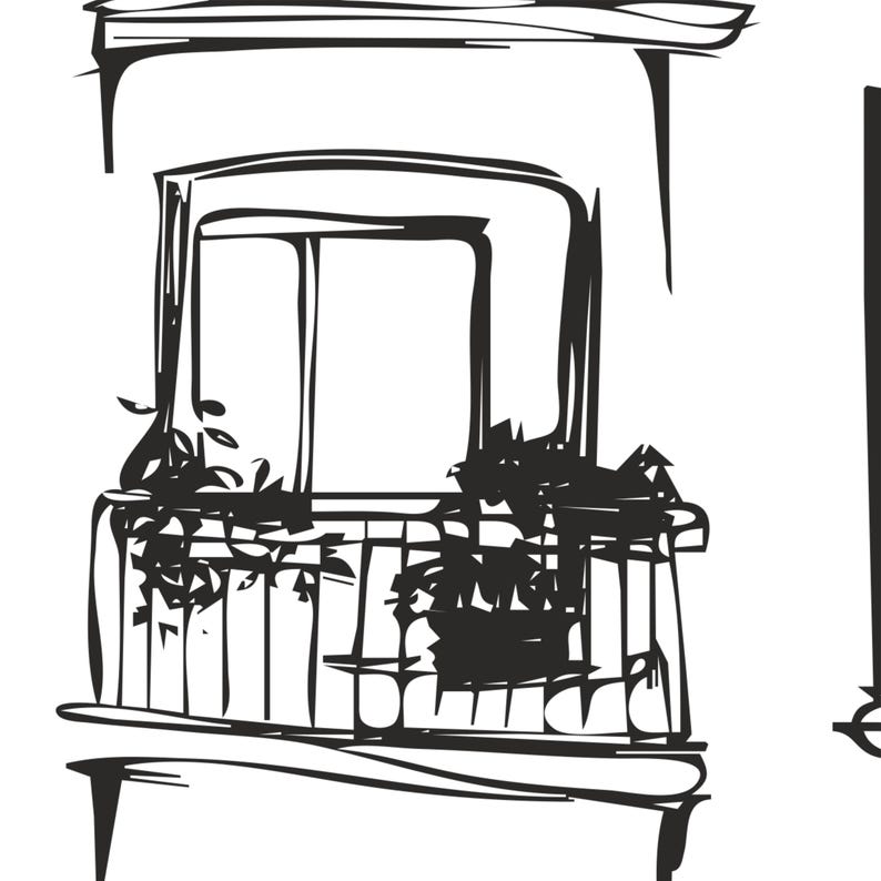 Open Windows Vol. 2 – Hand-drawn Balcony Views Clipart | Minimalist ...