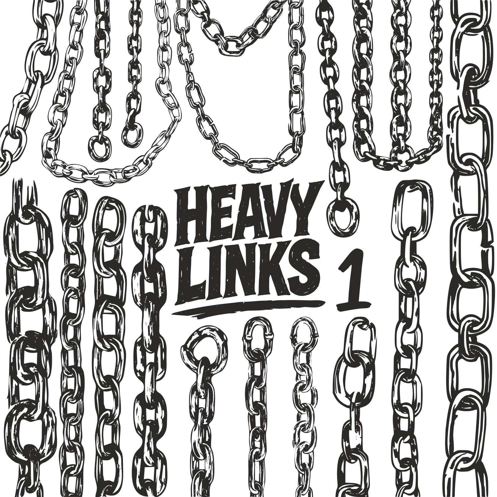 Heavy Links Vol. 1 – Sketched Metal Chains Clipart for Grunge Design ...