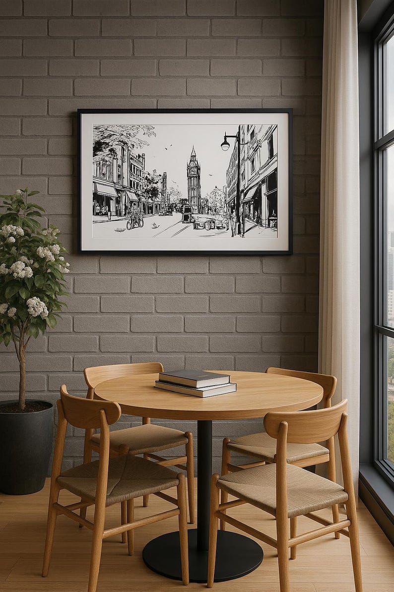 London Big Ben Ink Drawing – Decorative Skyline Print, Black & White ...