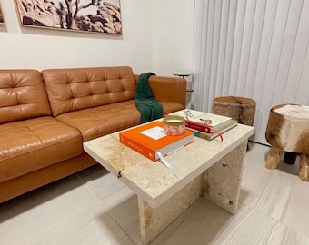 Natural Travertine Stone Coffee Table - Etsy