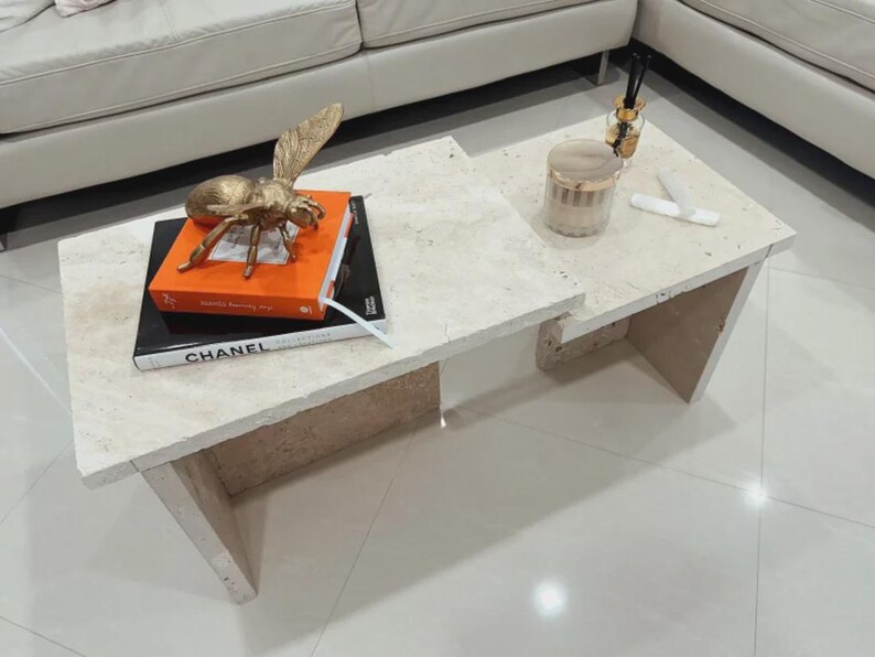 Natural Travertine Stone Coffee Table - Etsy