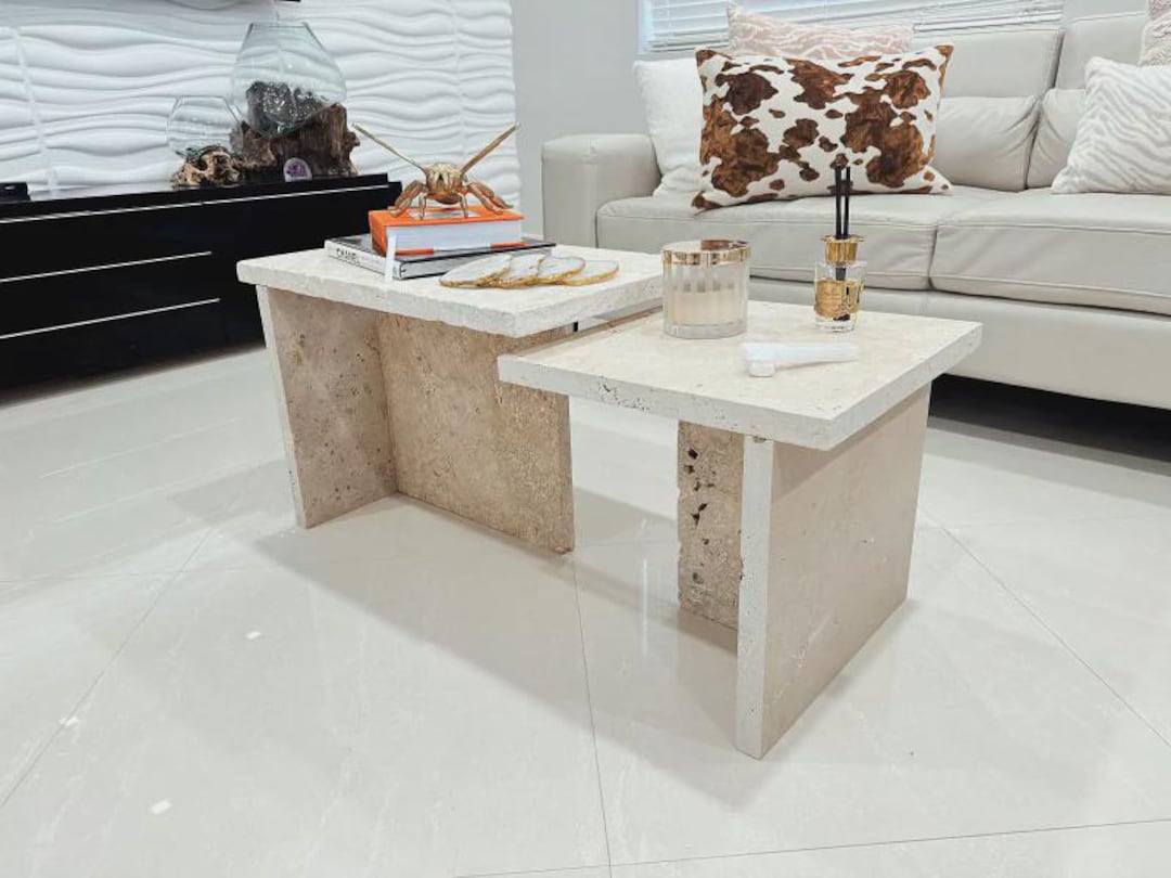 Natural Travertine Stone Coffee Table - Etsy