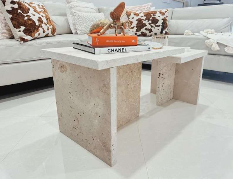 Natural Travertine Stone Coffee Table - Etsy