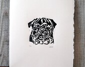 Items similar to Bow Tie Pug / Original Hand-pulled Linocut Print on Etsy