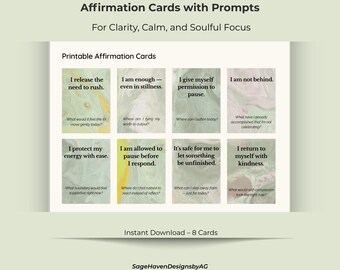 Printable Affirmation Cards With Prompts | Landscape Mindset Deck for ...