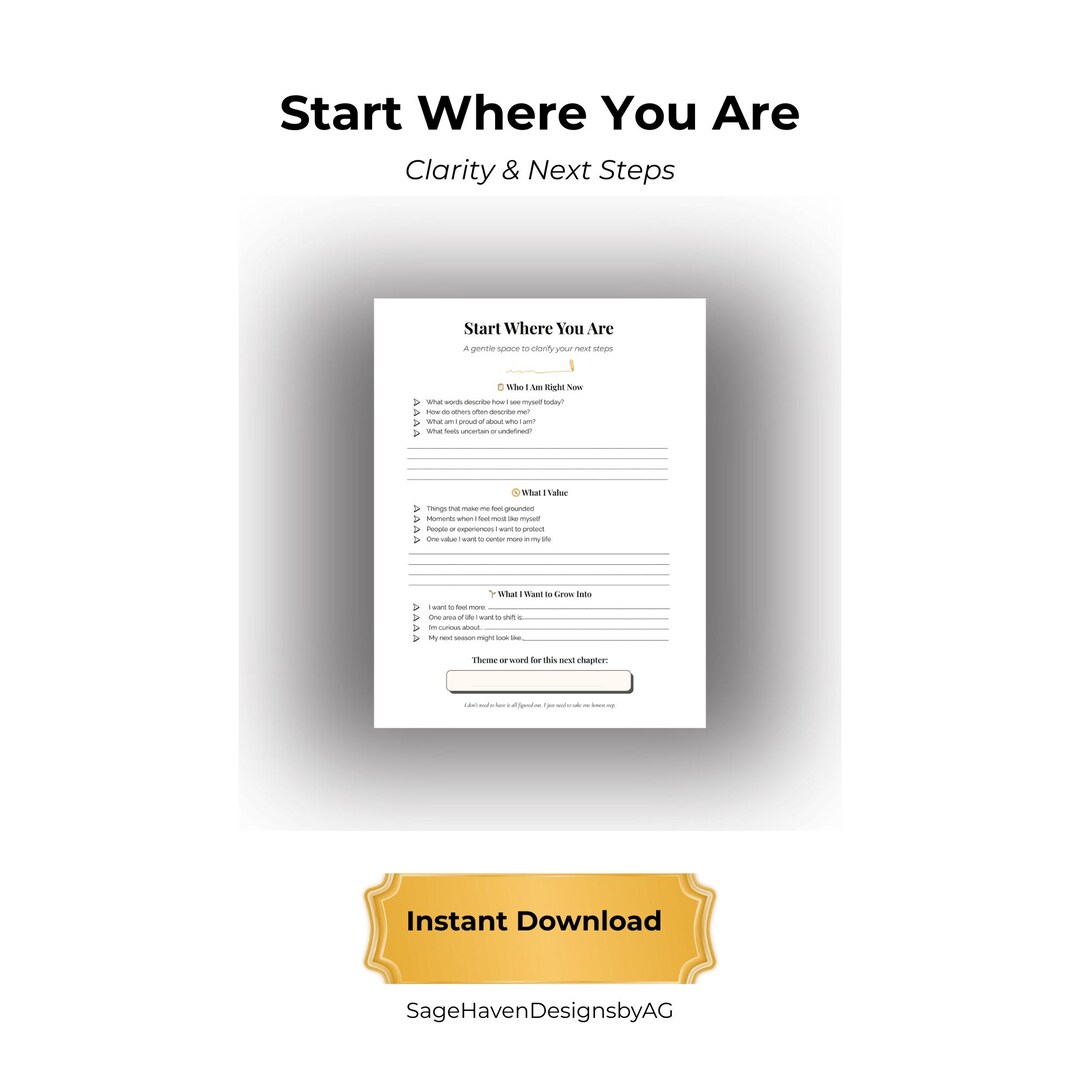 Start Where You Are Reflection Worksheet Printable | Clarity & Reset ...