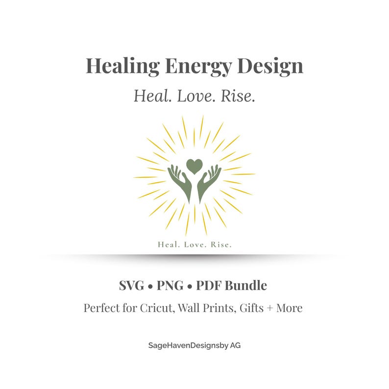 Healing Hands & Heart SVG PDF PNG Bundle: Spiritual Clipart | Instant ...