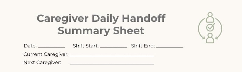 Printable Caregiver Shift Change Log | Daily Care Notes for Elderly ...
