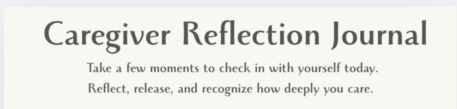 Caregiver Reflection Journal, Printable Mental Health & Self-care ...