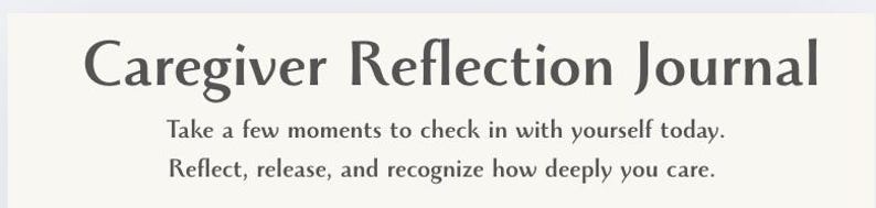 Caregiver Reflection Journal, Printable Mental Health & Self-care ...
