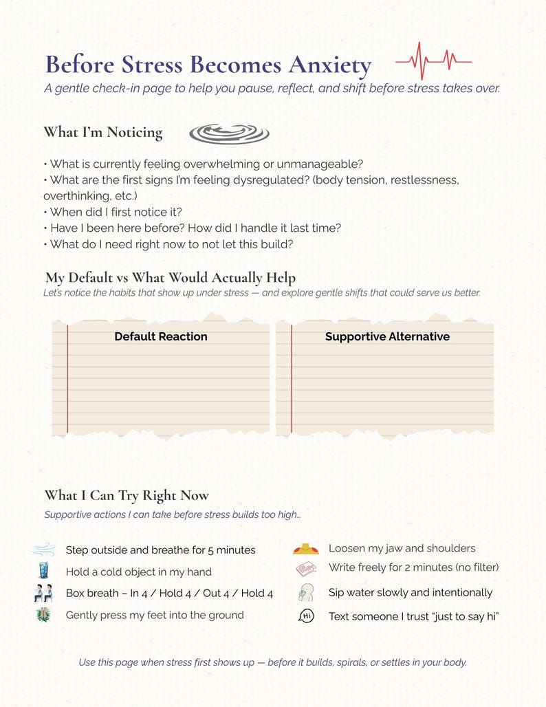 Before Stress Becomes Anxiety – Printable Stress Check-in Worksheet ...