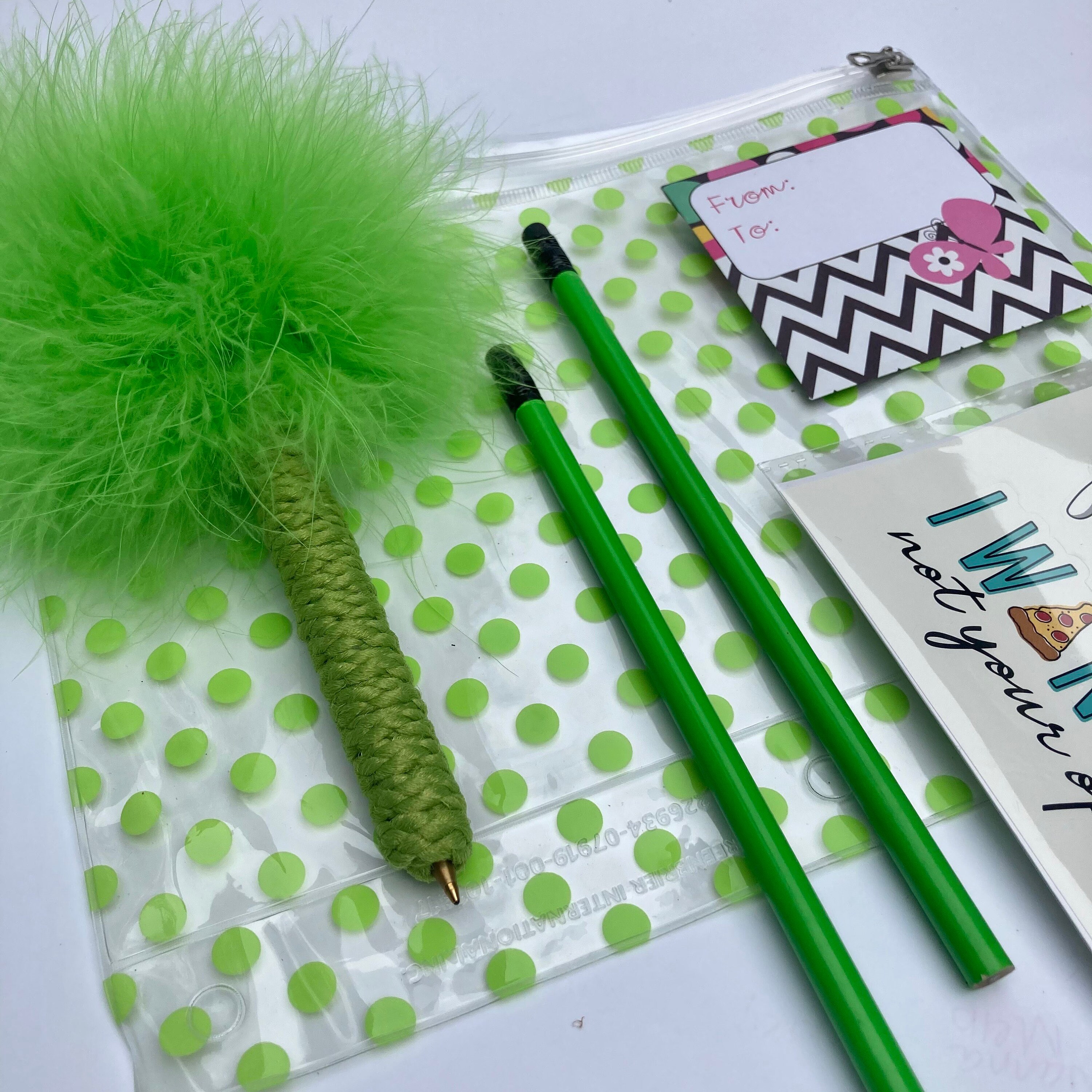 Fluffy Pen Gift Set . Pen and Pencil and Sticker Set for Girls | Etsy