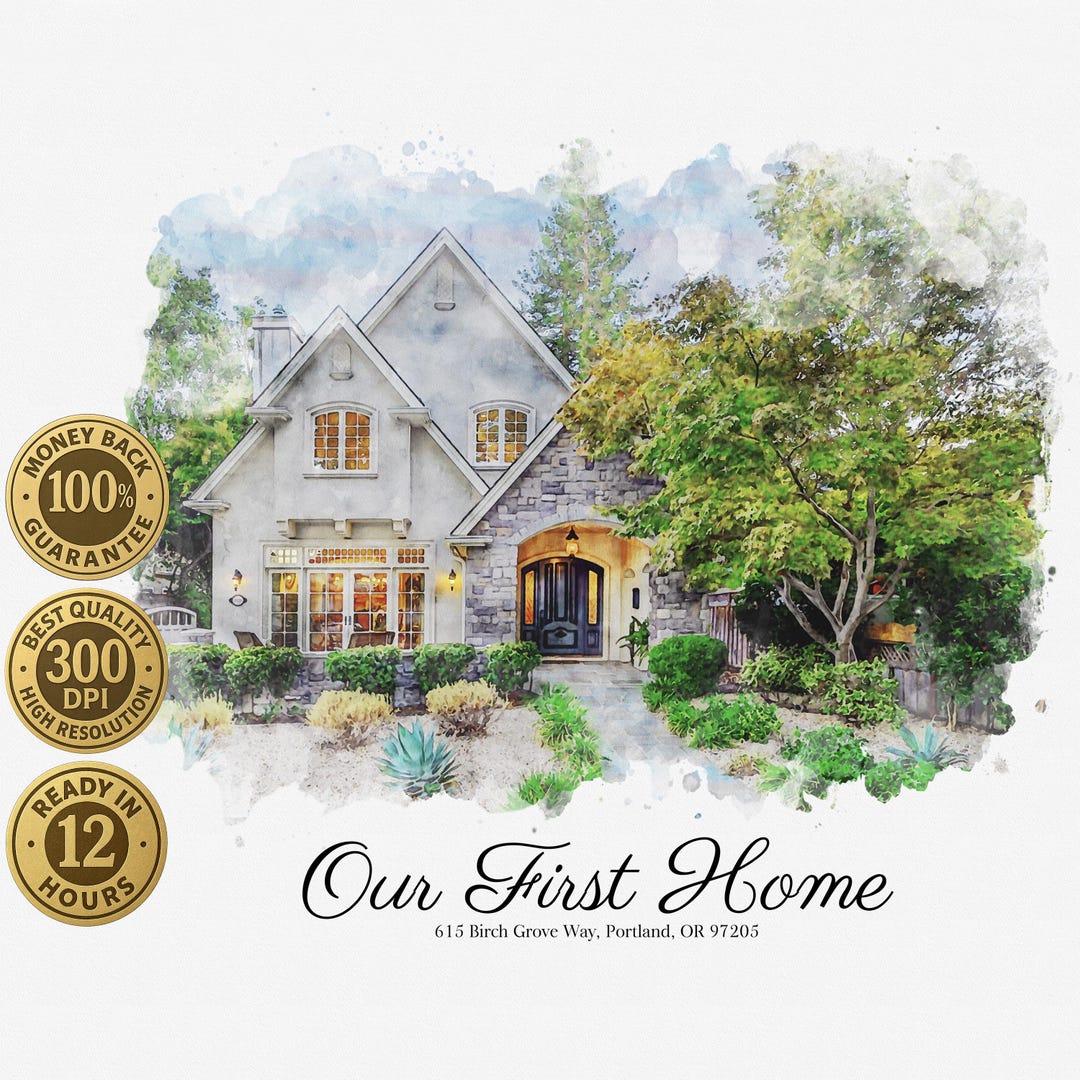 Personalized House Portrait Watercolor Custom Home Painting Realtor ...