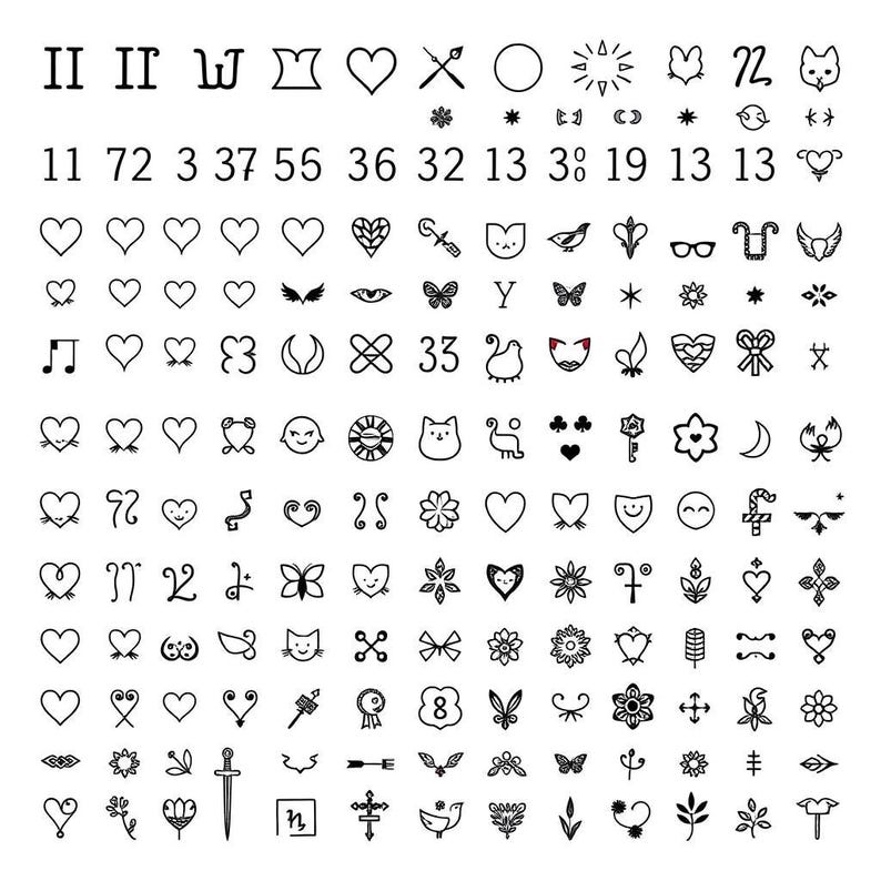 400 Minimalist Black White Tattoo Flash Sheet 100 Line Art Designs