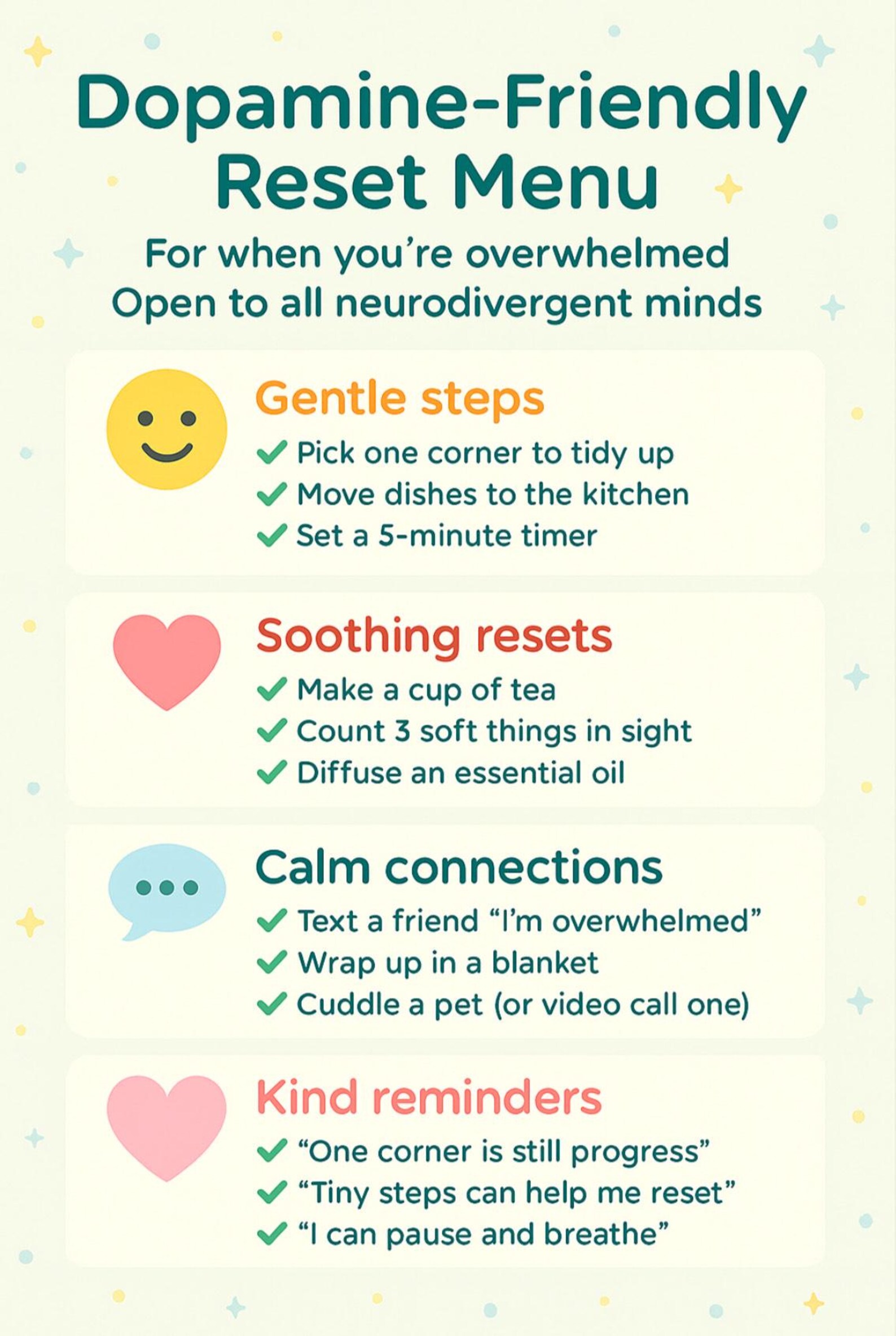 Dopamine-friendly Reset Menu | Neurodivergent Printable for Overwhelm ...
