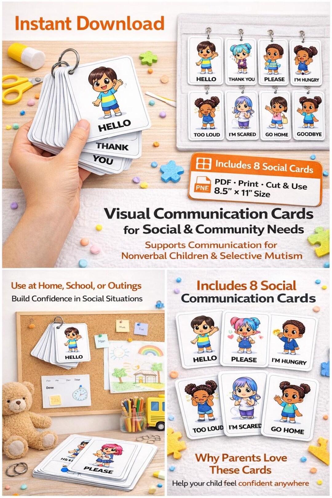 Visual Communication Cards for Kids | Social, Nonverbal, AAC (digital ...