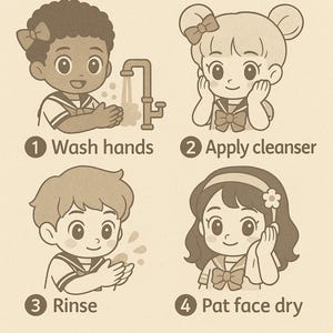 How to Wash Your Face- Printable Visual Routine for Kids (color + Muted ...