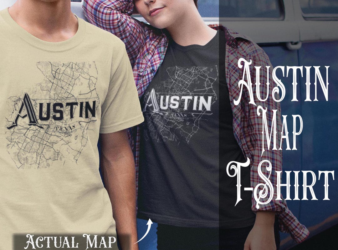 Austin Texas Map T-shirt, Minimalist ATX City Street Grid Tee, Austin ...