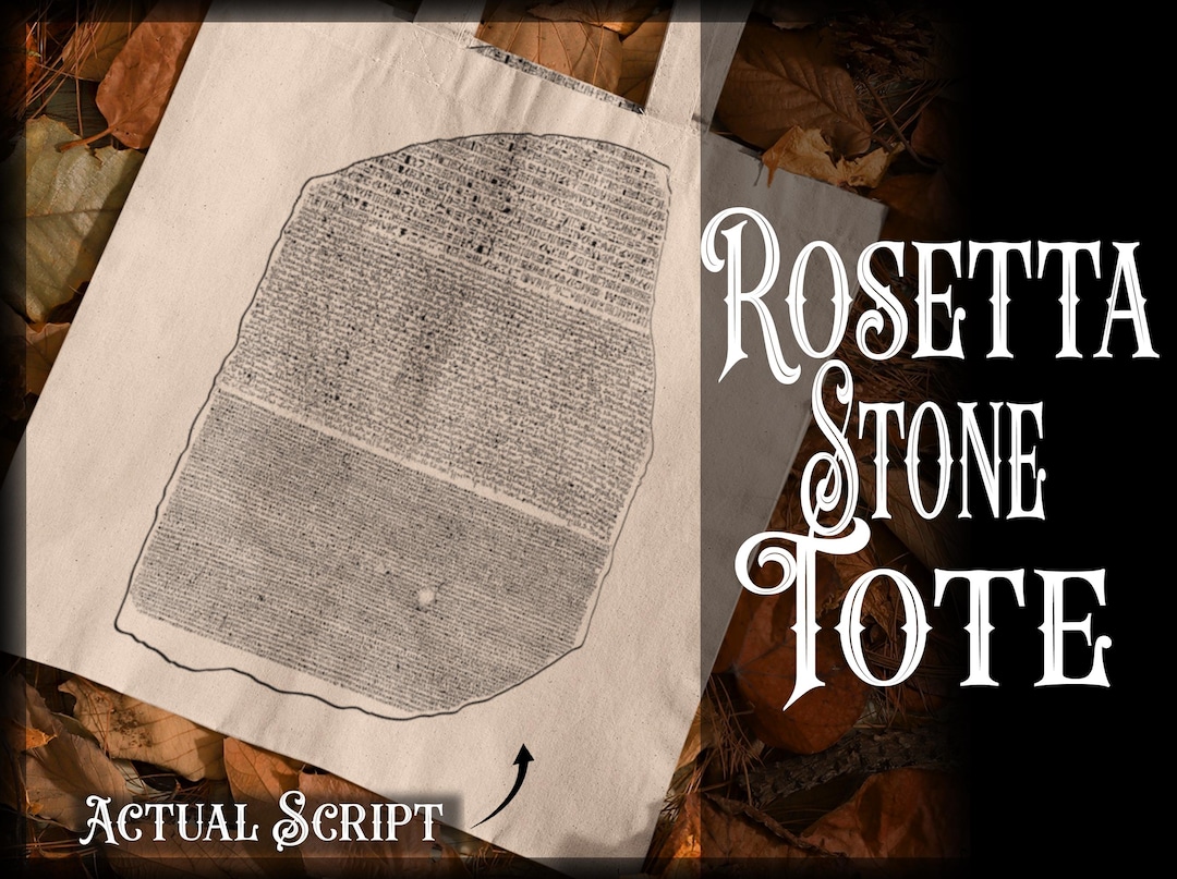 Rosetta Stone Tote Bag, Egyptian Hieroglyphics Canvas Shopper, Ancient ...