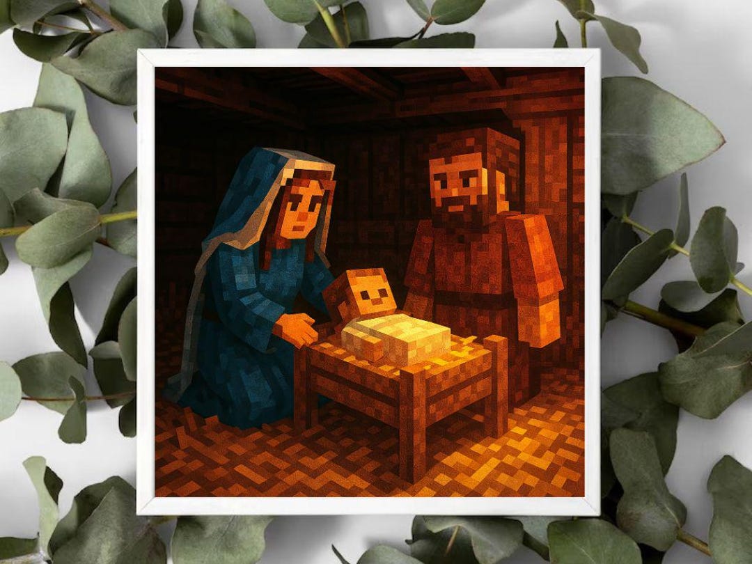 Pixel Nativity Scene Christmas Bible Wall Art (digital Download) - Etsy