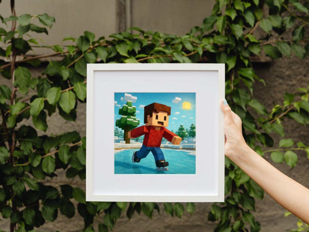 Pixel Ice Skating Winter Scene Wall Art (digital Download) - Etsy