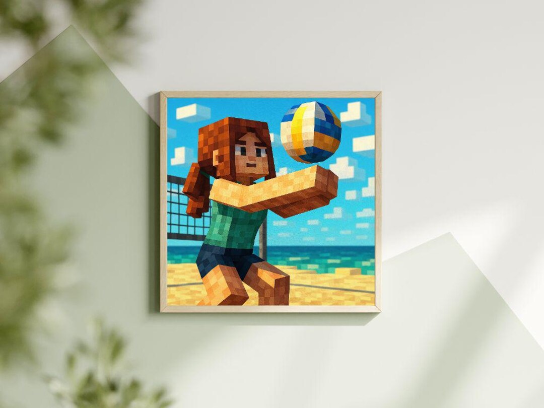 Minecraft Style Volleyball Girl Wall Art (digital Download) - Etsy